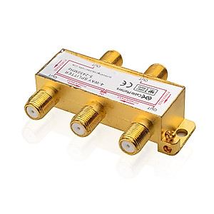 Cable Matters 2-Pack 2.4 Ghz 4 Way Coaxial Cable Splitter for STB TV, Antenna and MoCA Network - All Port Power Passing - Gold Plated and Corrosion Resistant
