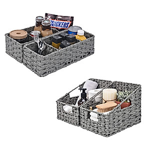 GRANNY SAYS Bundle of 2-Pack Wicker Baskets with Handles & 2-Pack Wicker Baskets for Shelves