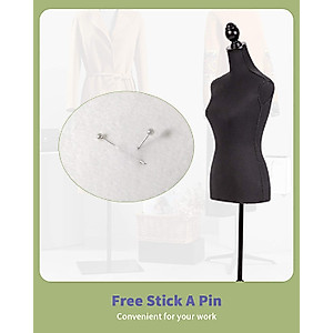 Mannequin Torso Manikin Dress Form 59-67 Inch Height Adjustable Female Dress Model Display Torso Body Tripod Stand Clothing Forms (Black, 59-67 Inches)