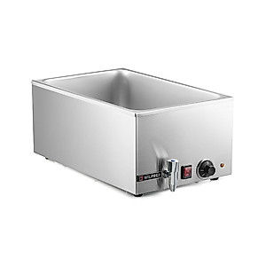 WILPREP Commercial Food Warmer, 12 x 20 in Full Size Electric Countertop Food Warmer with 1200W Power, Stainless Steel Bain Marie Buffer Server with Faucet for Parties Buffets Restaurants