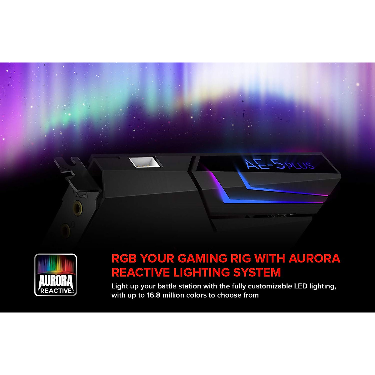Creative Sound BlasterX AE-5 Plus SABRE32-class Hi-res 32-bit/384 kHz PCIe Gaming Sound Card and DAC with Dolby Digital and DTS, Xamp Discrete Headphone Bi-amp, Up to 122dB SNR, RGB Lighting System
