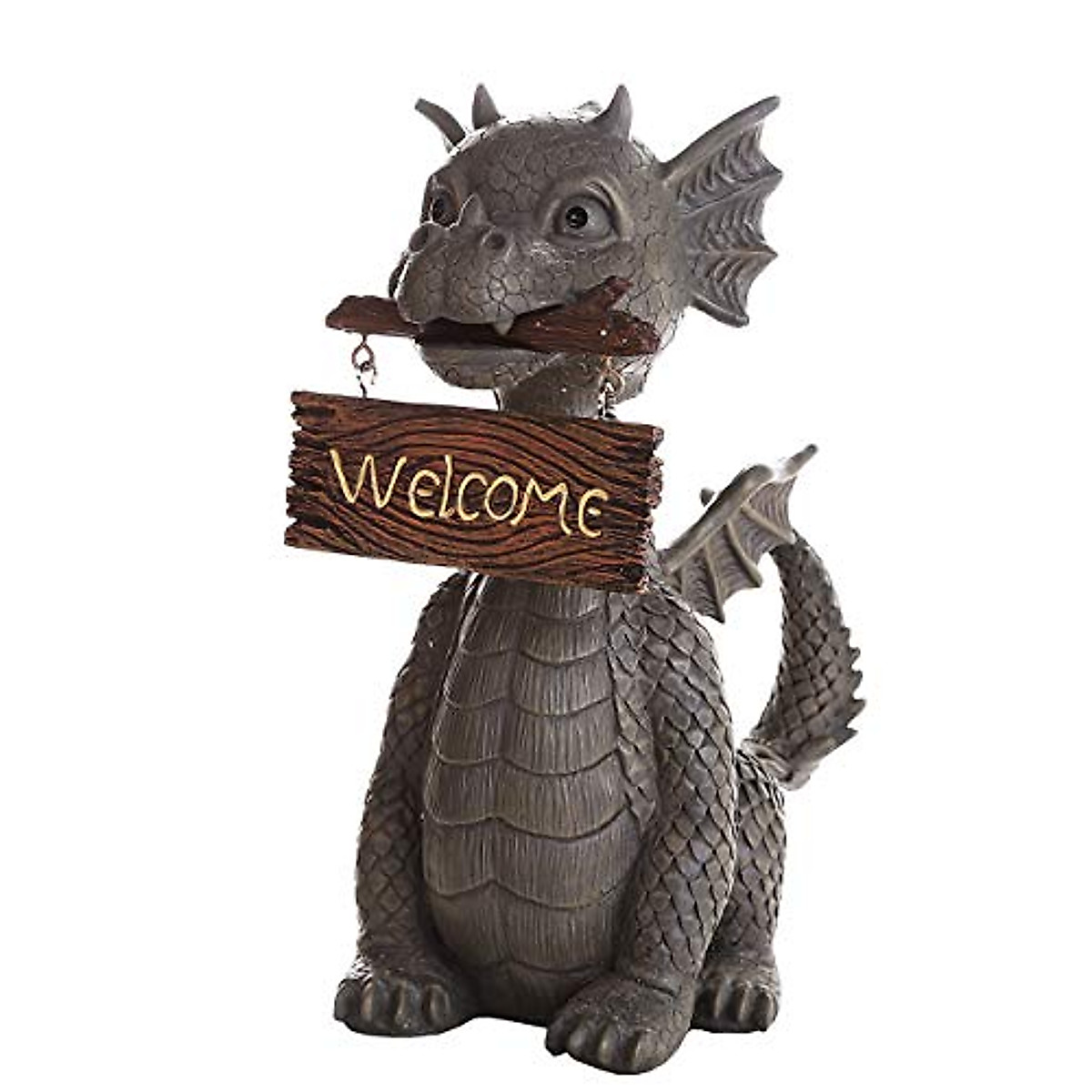 Pacific Giftware Garden Dragon Welcome Dragon Garden Display Decorative Accent Sculpture Stone Finish 10 Inch Tall