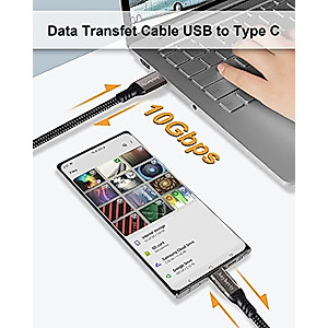 USB A to USB C Cable 6.6ft, 10Gbps Data Transfer and 60W 3A Fast Charging Cable, USB C 3.1/3.2 Cable for Android Auto Samsung S21/S20/S10/Note 20, iPad Pro, Sony XZ, LG Other Type-C Devices