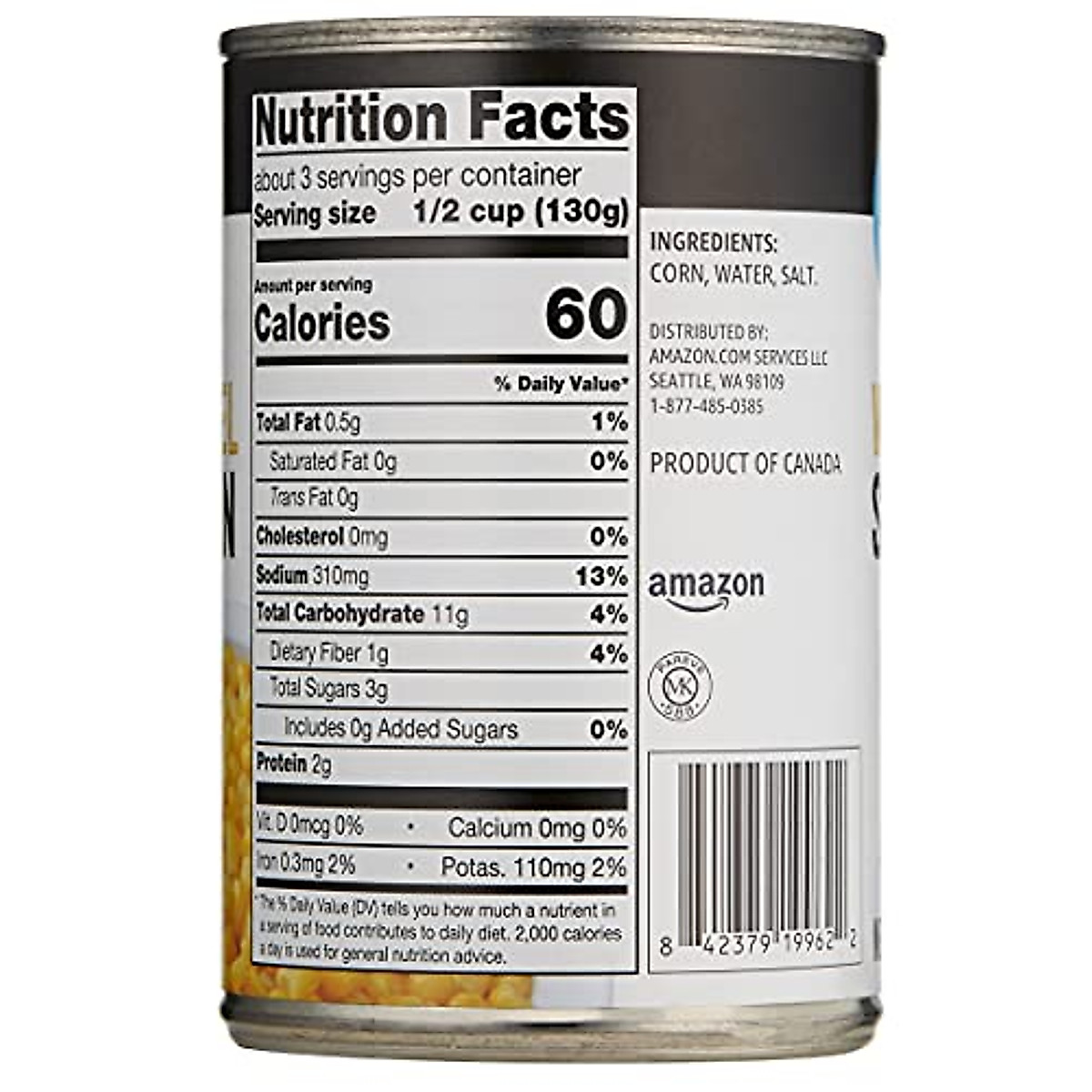 Amazon Brand - Happy Belly Whole Kernel Corn, 15.25 ounce (Pack of 1)