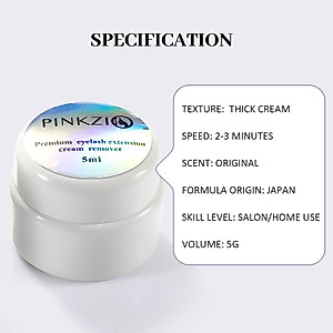 Eyelash Extension Glue Remover, PINKZIO Lash Extension Cream Remover For Eyelash Extension Glue, Fast Lash Adhesive Dissolution, Easy To Control, No Damage To Natural Lahes-5 ml, white