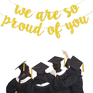 Graduation Decorations 2024 Banners Garland, Gold Glitter We are So Proud of You Graduation Banners Garland for Graduation Party Supplies, School, Home, Car Decorations