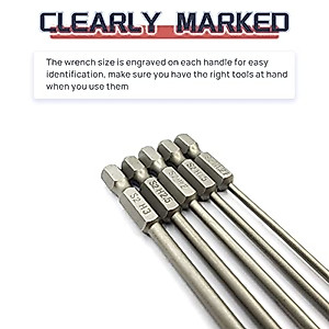 HOPLEX 5PCS RC Hex Bit 1.27mm 1.5mm 2.0mm 2.5mm 3.0mm Hex Head Allen Wrench Drill Bit Set for Screwdrivers Electric Screwgun/Power Drill