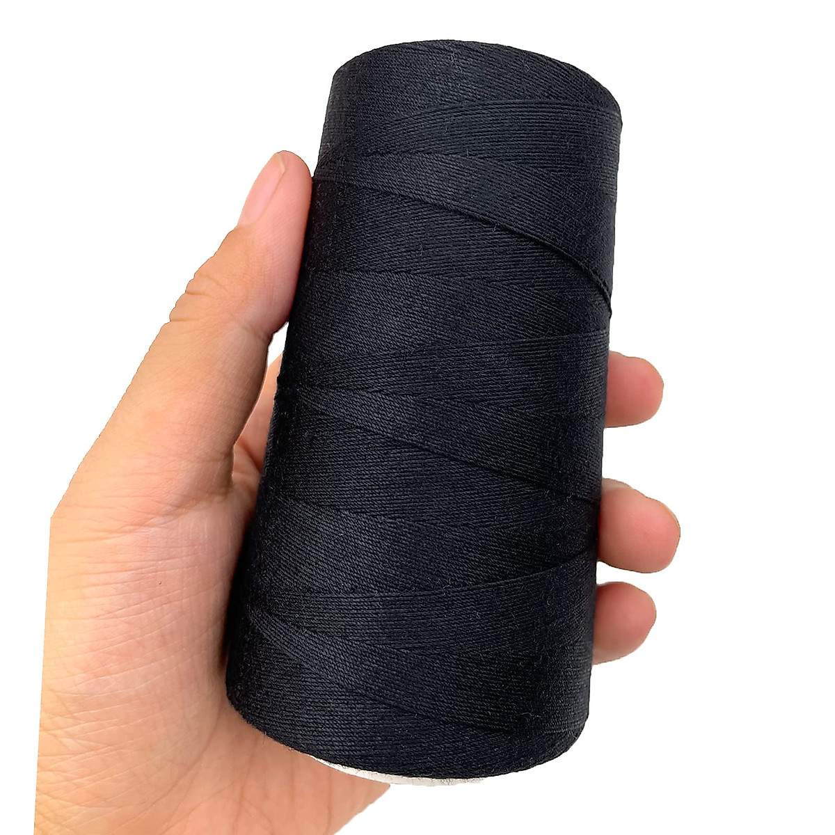 Atimiaza Thick Thread for Sewing Hair, Black Weaving Thread Polyester Thread for Making Wig, Hair Extension Sewing Thread with 3 Pcs Curved Needles (Black)