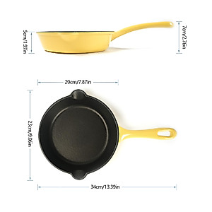 HAWOK Enameled Cast Iron Skillet 8 inch Yellow