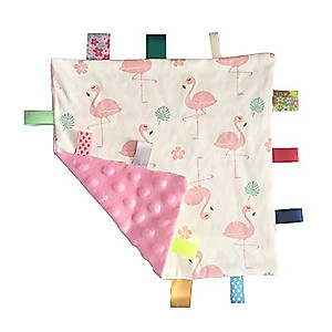 G-Tree Pink Baby Tag Comforter Taggy Blanket, Security Blanket with Multi-Coloured Tag, Taggy Plush Comforter - Pale Pink Textured Underside