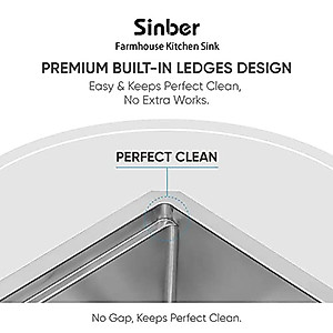 Sinber 30" x 19" x 10" Undermount Single Bowl Workstation Kitchen Sink with 16 Gauge 304 Stainless Steel Satin Finish 6 Accessories KSS0002S-OJ