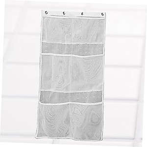 Parliky 6 Bathroom Accessories White Shower Organizer Bag Hanging Mesh Pockets Shower Organizer