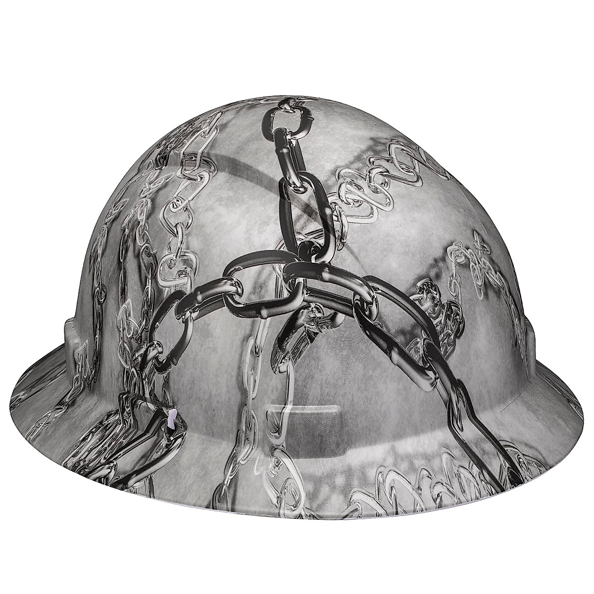 Acerpal Full Brim Non-Vented Chain Art Design Matte Finish OSHA Hard Hat with 6 Point Suspension