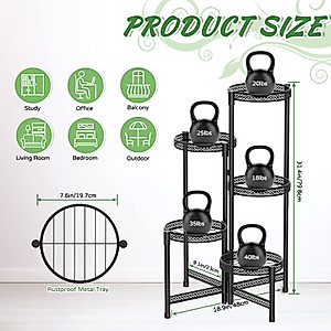 iDavosic.ly 5 Tier Metal Plant Stand for Indoor Outdoor, Foldable Corner Tall Plant Shelf Display Stand for Multiple Plants, Wrought Iron Flower Pot Holder for Living Room Balcony Garden Patio