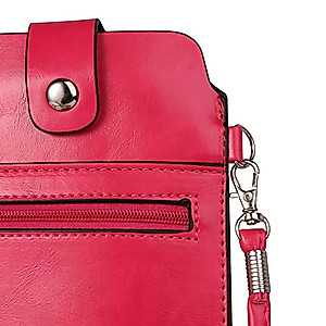 BXQ Touch Screen Crossbody Wallet Purse Compatible for iPhone 14 Pro Max/Pixel 7 Pro/Motorola Edge 30 Pro/G Power (Pink)