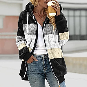 Black Puffer Jacket rain Jacket Women Casual Crew Neck Sweatshirt Loose Soft Long Sleeve Pullover Tops Jackets for Women Winter Women Crop Jacket Zip Hoodie White Jean Jacket Split top