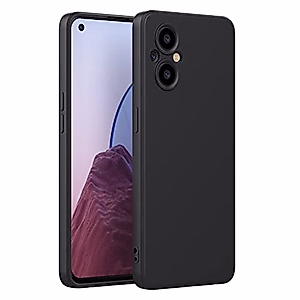 Foluu Silicone Case for OnePlus Nord N20 5G, Liquid Gel Rubber Case with Soft Microfiber Lining Cushion Slim Hard Shell Shockproof Protective Cover for OnePlus Nord N20 5G 2022 (Black)