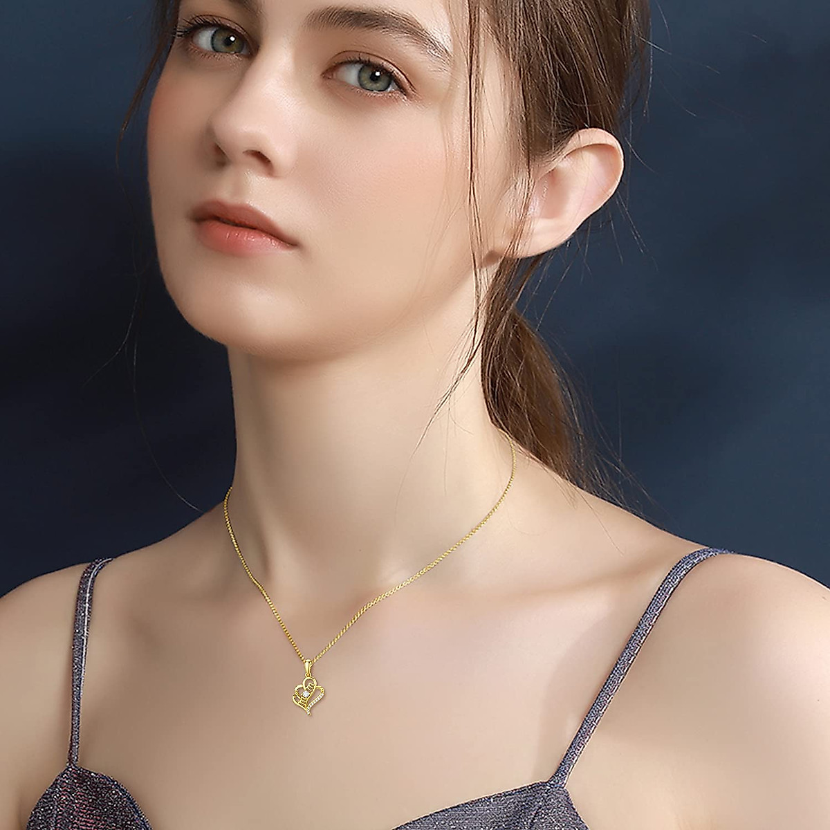 Rikelus Mothers Day Gift for Mom,14K Real Gold Mom Heart Necklace for Women Wife Mom Grandma,Yellow Gold I Love You Mom Pendant Necklace Jewelry Gift for Mothers Day 16+1+1 inch