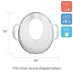 Nuby Easy Grip Safety Toilet Seat Trainer with Integrated Splash Guard for Toddlers & Kids, White, 1 Count