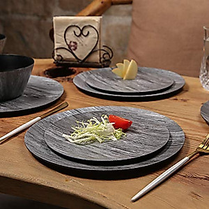 Plates and Bowls Set - 12pcs Melamine Dishes Dinnerware Set, Service for 4, Nonstick for kitchen,Outdoor/Indoor use,Wood Grain Pattern