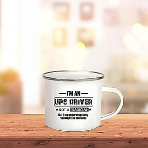 Novelty Gift Humorous Boss Gift, Ideal For Coworkers On Secretaries' Day - I'm An Driver Not A Magician Quote On 12oz Enamel Silver Mug