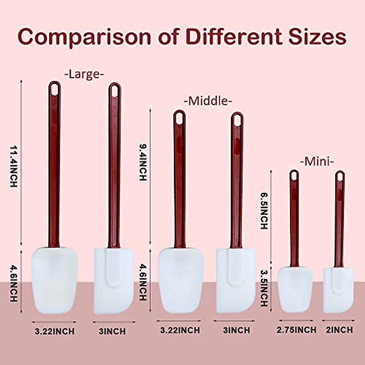 MYTASUY Silicone Spatulas Heat Resistant,Heavy Duty Rubber Spatulas Silicone Commercial , Commercial Silicone Spatulas Set for Kitchen Use, Silicone Cooking Utensils Sets of 2 (13.5 INCH)