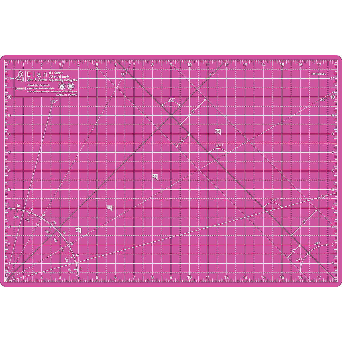 Elan Cutting Mat A3 Pink and Purple, 5-Ply Craft Mat, Self Healing Cutting Mat 18x12, Craft Cutting Board, Art Mat, Imperial Sewing Mat, Quilting Mat, Hobby Mat, for Sewing, Quilting supplies
