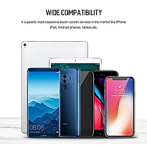 Active Stylus Pen Compatible with Apple,Stylus Pens for Touch Screens,1.5mm Fine Point Digital Pen,Rechargeable Stylus for iPad/iPad Pro/Air/Mini/iPhone/Samsung/Tablet Drawing&Writing (White)