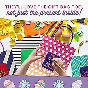 PURPLE LADYBUG 10 Premium Large Gift Bags for Presents with Handles - Unique Gift Bags Large Size with 5 Designs - Assorted Mothers Day Gift Bags - Great Birthday Gift Bag, Easter Gift Bags, & More