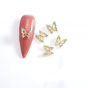 KACHIMOO Gold Butterfly Nail Charms,50 Pieces Nail Charms Nail Butterfly Charms for Acrylic Nails DIY Craft Nail Art Accessories (Gold)