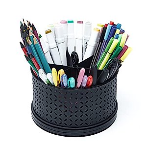 SETTFRFE Rotating Pencil Holder for Desk,Supplies Organizer Pen Caddy,6 Compartments Spinning Multi-Functional large Pen Holder for Desk
