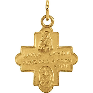 Bonyak Jewelry 14k Yellow Gold 12x12 mm Four-Way Cross Medal (Petite Size)
