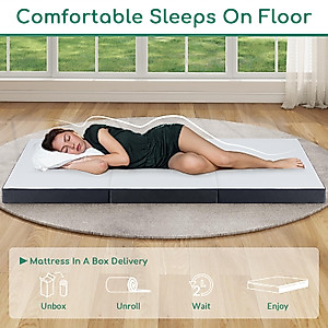 Airdown Tri-Fold Memory Foam Mattress, 4 inch Queen Folding Mattress with Washable Cover, Foldable Mattress Portable for RV Camping, Guest Mat, Easy Storage, 80"×60"×4"