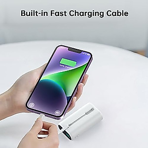 Portable Charger 10800mAh for iPhone,Small & Ultra-Compact 15W PD Fast Charging Power Bank ,LCD Display Battery Pack with Built-in-Cable Compatible with iPhone 14/14 Pro Max/13/12/X/XR/XS/8/7/6-White