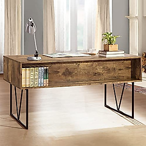 COASTER Analiese 4-Drawer Writing Desk Antique Nutmeg and Black