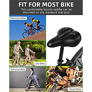 Sportneer Comfort Spin Bike Seat: Bicycle Seat Cushion for Men Women, Memory Foam Padded Bike Seat Cushion, Waterproof Shock-Proof Bike Saddles, Perfect for Peloton Bikes Indoor Outdoor Cycling