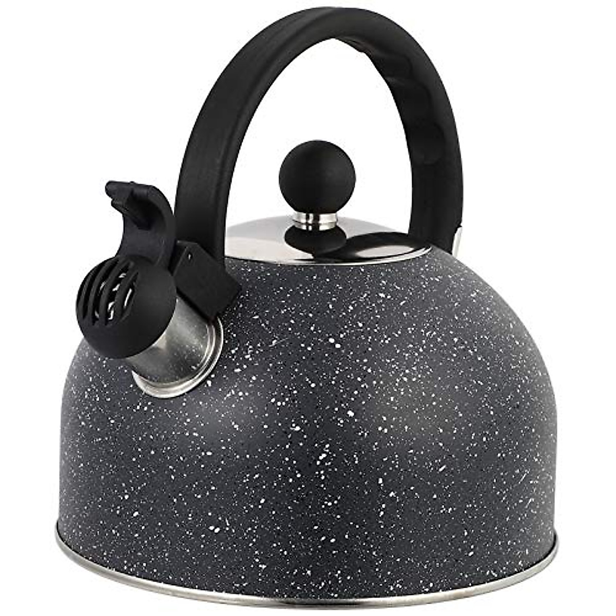 Stovetop Whistling Tea Kettle Teapot Stainless Steel Water Kettle Boiling Kettle with Cool Grip Ergonomic Handle for Home Outdoor Kitchen 2.5L Black teapot (Color : Black)