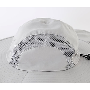 Home Prefer Sun Hats for Men Women Fishing Hat UPF 50+ Wide Brim Bucket Hat UV Protection Hat with Neck Flap Garden Beach (US, Alpha, One Size, Light Grey)