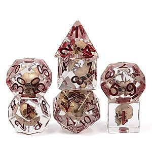 UDIXI Skull DND Dice Set, Resin D and D Dice Set Skull Dice Set D&D for RPG Dungeons and Dragons MTG and Other Tabletop Games