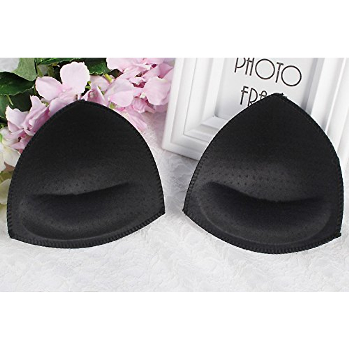 3 Pairs Triangle-shaped Bra Insert Breathable Sponge Bra Inserts Cup Push Up Sports Bra Pad Breast Enlargement Enhancer Shaper for Women Girls (Black)