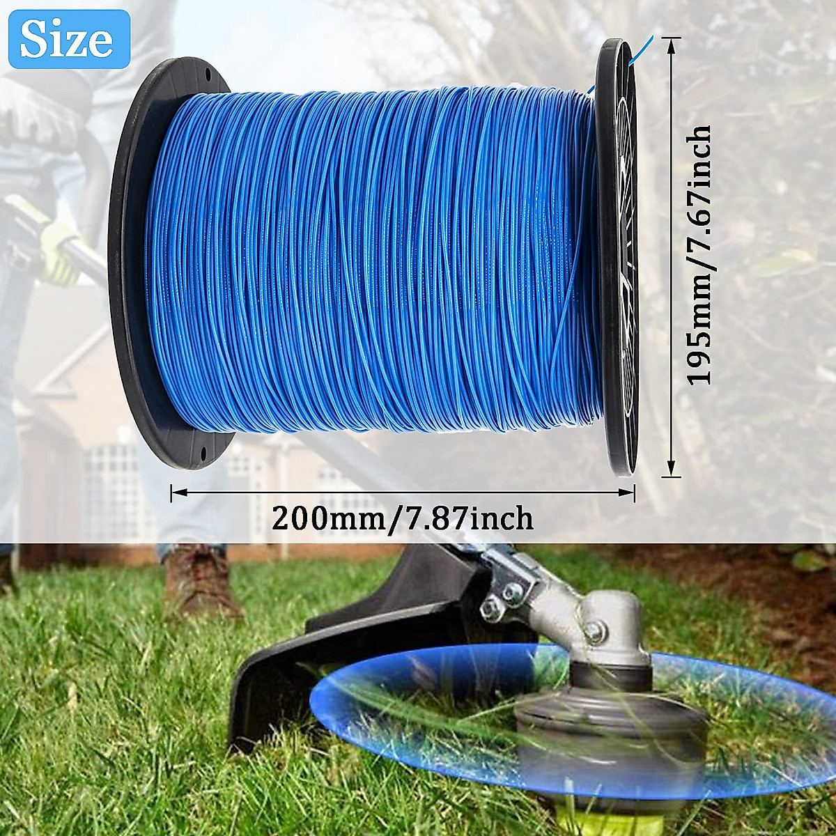 KAKO 065 Trimmer Line Round Weed Wacker String .065-Inch-by-3000-ft Commercial Grade Round String Trimmer Line, Weed Eater String .065 Fits Most String Trimmer(Blue)