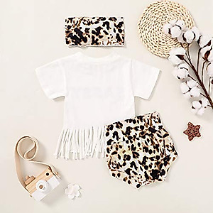 Tiny Cutey Newborn Baby Girl Clothes T-shirt Top Leopard Pant with Headband 3PCs Summer Clothes Set (White-Sassy, 18-24 Months)