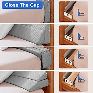 EUHAMS Queen Size Bed Wedge Pillow - Bed Gap Filler Mattress Wedge Headboard Pillow Close The Gap 0-7" Between Your Headboard and Mattress or Wall for Sleeping Backrest Pillow (60"x10"x6" Gray)