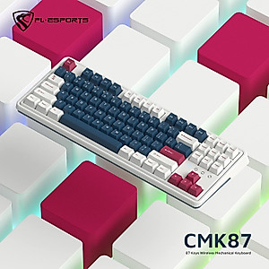 FL CMK87 80% TKL Wireless Mechanical Keyboard, Clear Tactile Kailh Box White, 87 Keys & PBT Keycaps, Rigid Programmable Rechargeable Hot-swap, Marvelous Retro
