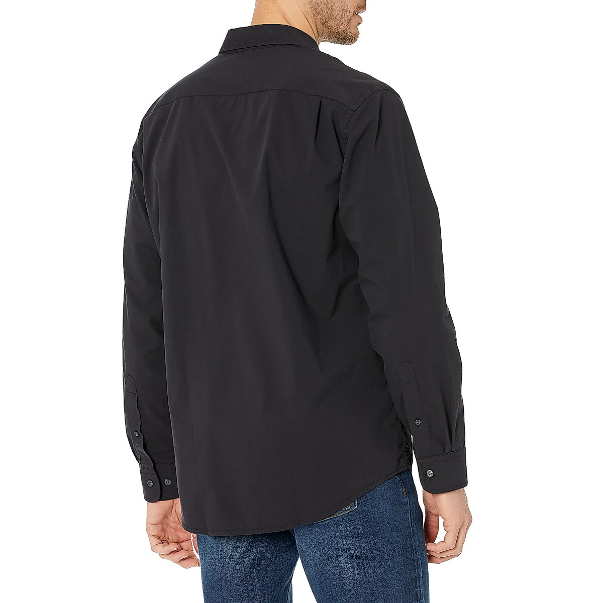 Amazon Essentials Men's Regular-Fit Long-Sleeve Casual Poplin Shirt, Black, XX-Large