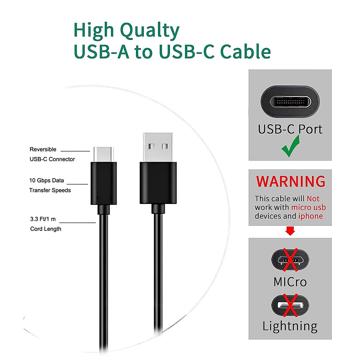 USB-C Charger Charging Cable Cord Wire Compatible for Logitech MX Keys Advanced Keyboard, Logitech Anywhere 3, MX Vertical, MX Master 3 Advanced Mouse, Brio 4k Webcam & More USB C New Mouse/Keyboard