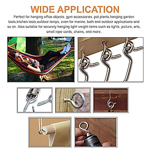 24 Pack, 3-1/5 Inch 304 Stainless Steel Eye Shape Screws Metal Hook, Heavy Duty Hanging Hooks Eyelet Screws Bolt for Yoga & Brazilian Hammocks, Swing Chair, M6 Screw (Style B)