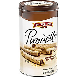 Pepperidge Farm Pirouette Cookies, Chocolate Hazelnut Créme Filled Wafers, 13.5 Oz Tin