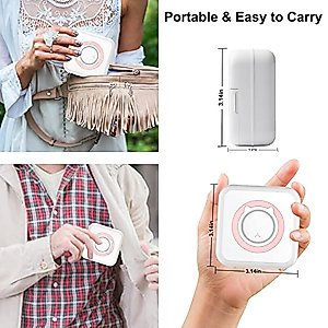 Mini Printer Portable, Pocket Thermal Printer with 7 Rolls Paper, Bluetooth Wireless Instant Photo Printer Compatible with iOS Android for Picture Receipt Label Note QR Code Inkless Printing