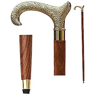 Handmade Vintage Brass Handle - Affordable Gift Wooden Decorative Walking Cane Fashion Statement for Men/Women/Seniors/Grandparents